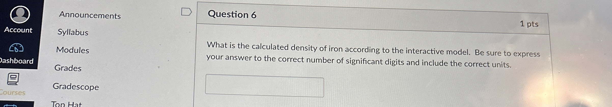 Solved Question 61 ﻿ptsWhat is the calculated density of | Chegg.com
