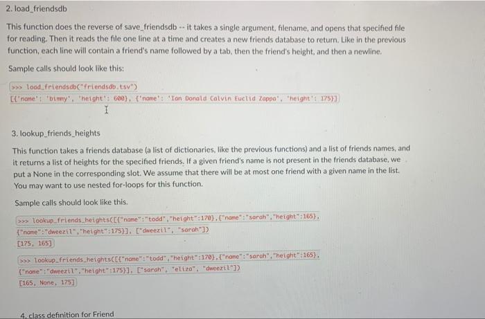 Solved 1. Make a Friend class with a _str_method so we can | Chegg.com