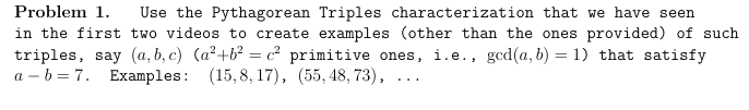 Solved Problem 1. ﻿Use the Pythagorean Triples | Chegg.com