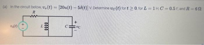 Solved (a) In the circuit below, vs(t)=[20u(t)−5δ(t)] v. | Chegg.com