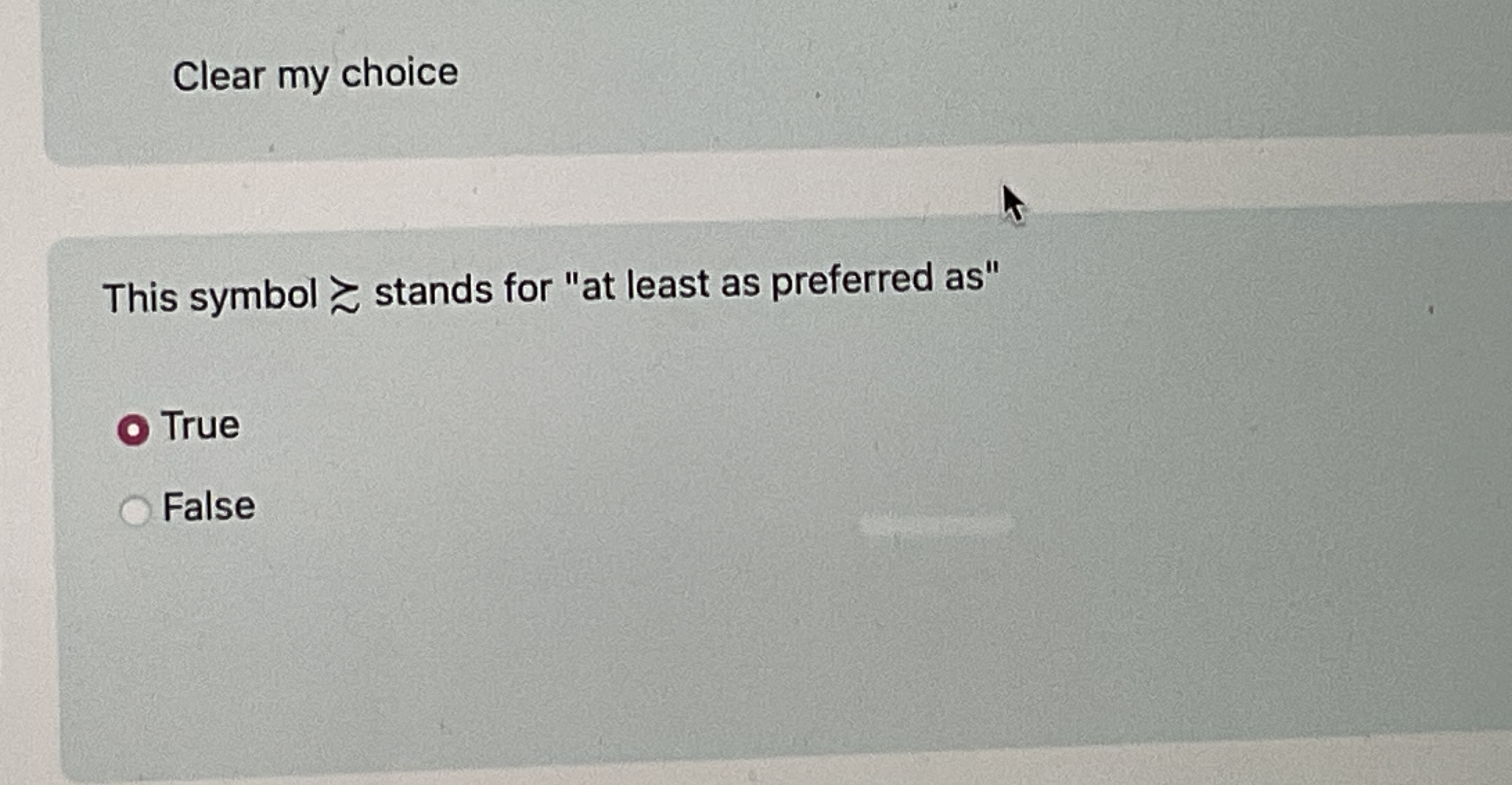 Solved This symbol ≿ ﻿stands for "at least as preferred | Chegg.com