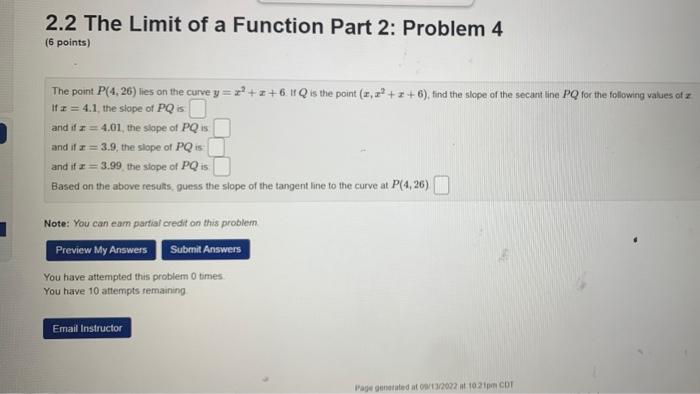 Solved 2.2 The Limit of a Function Part 2: Problem 4 (6 | Chegg.com