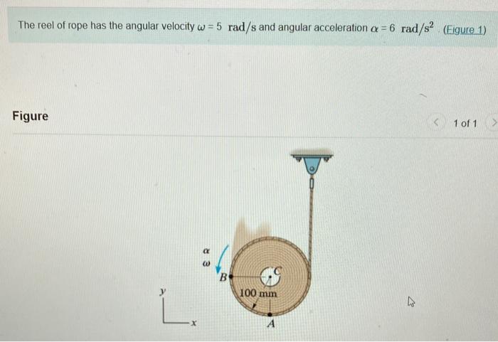 Solved The reel of rope has the angular velocity ω=5rad/s | Chegg.com