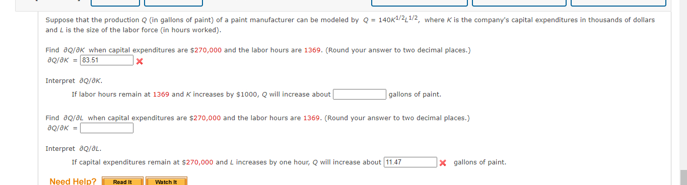 Solved Suppose that the production Q (in gallons of paint) | Chegg.com