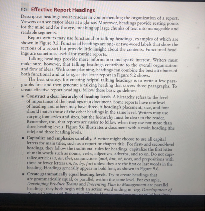 Identify The Following Report Heading And Title As... | Chegg.com