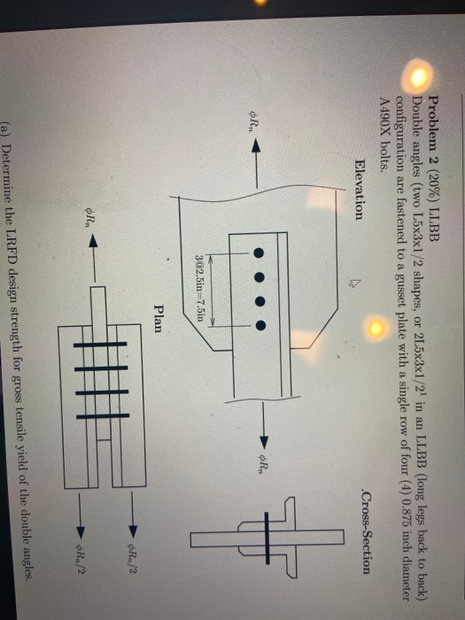 Solved Problem 2 (20%) LLBB Double angles (two L5x3x1/2 | Chegg.com
