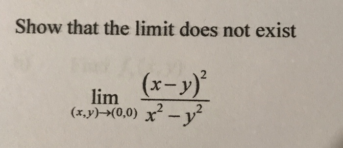 Solved Show that the limit does not exist (x, y)? lim | Chegg.com