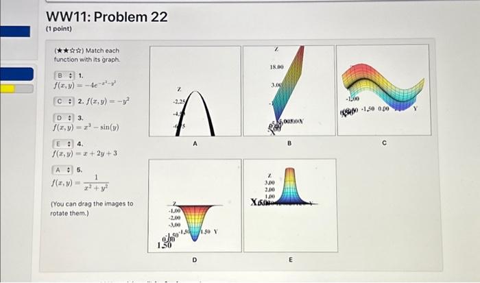 Solved WW11: Problem 22 (1 point) ( ) Match each function | Chegg.com