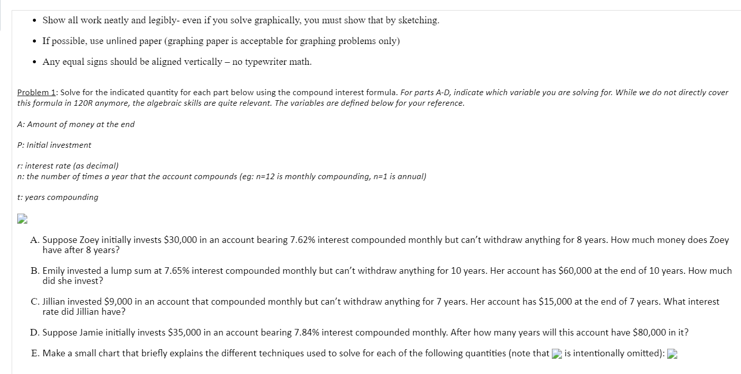 Problem 1: Solve for the indicated quantity for each | Chegg.com