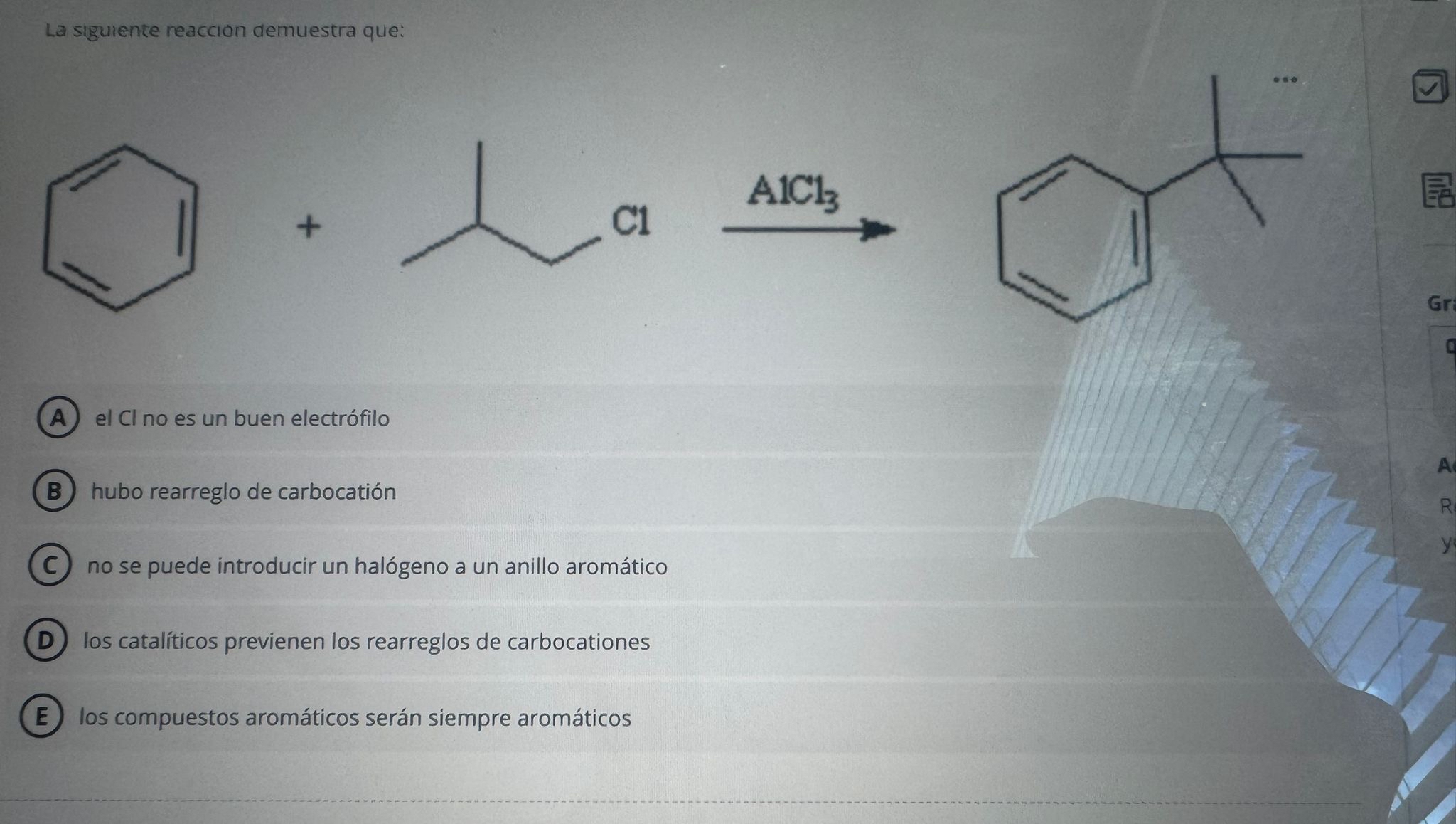 Solved La siguiente reaccion demuestra que:el Cl no es un | Chegg.com