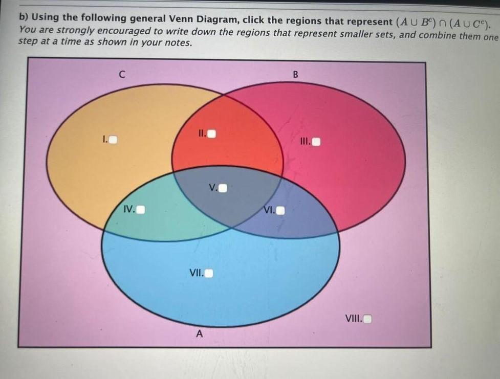 Solved 3) Now, let's find the regions that represent these | Chegg.com
