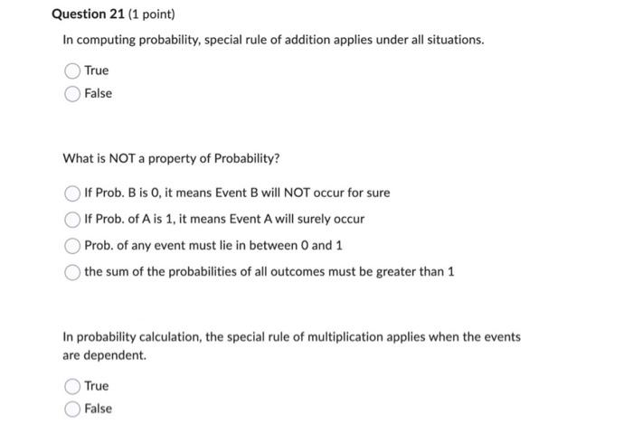 Solved In computing probability, special rule of addition | Chegg.com