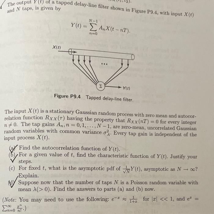 The output y(t) of a tapped delay-line filter shown | Chegg.com