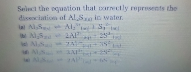 Solved Select the equation that correctly represents the | Chegg.com