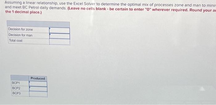 Solved Assuming a linear relationship, use the Excel Solver | Chegg.com