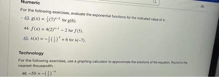 Solved For the following exercises, evaluate the exponential | Chegg.com