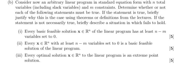 Solved (b) Consider now an arbitrary linear program in | Chegg.com