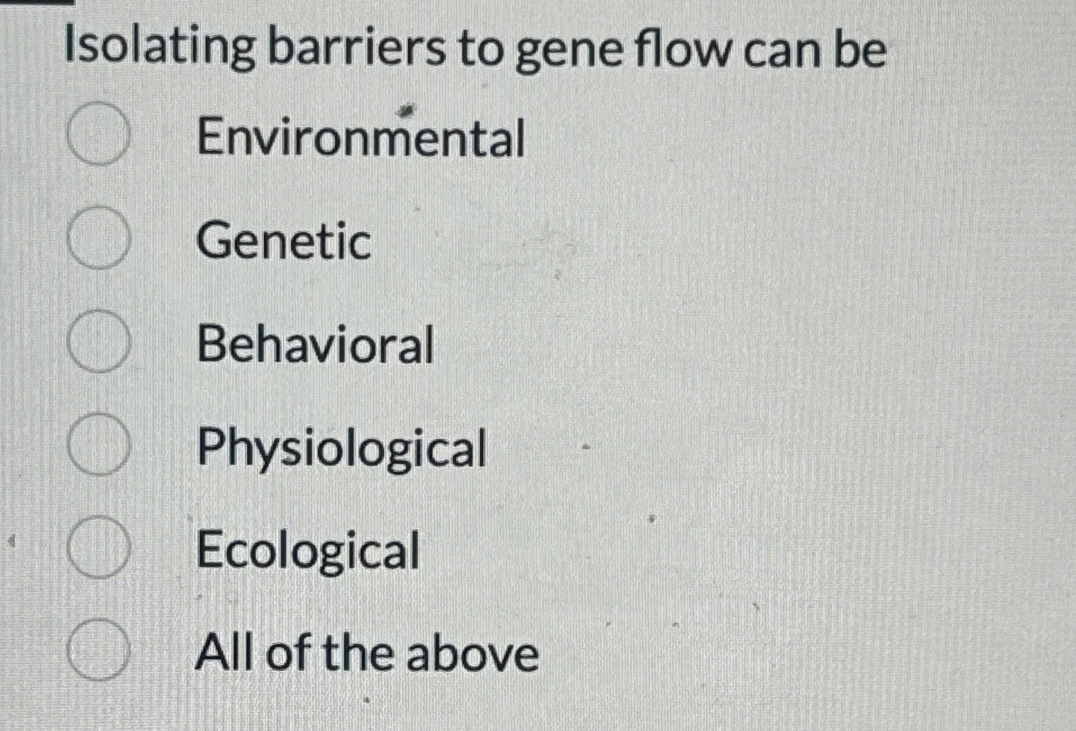 Solved Isolating barriers to gene flow can | Chegg.com