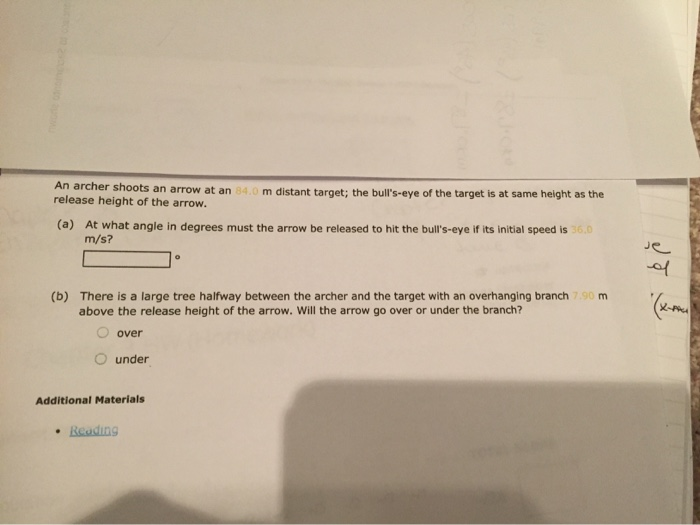Solved An archer shoots an arrow at an 84.0 m distant | Chegg.com
