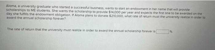 Solved Aloma, a university graduate who started a successful | Chegg.com