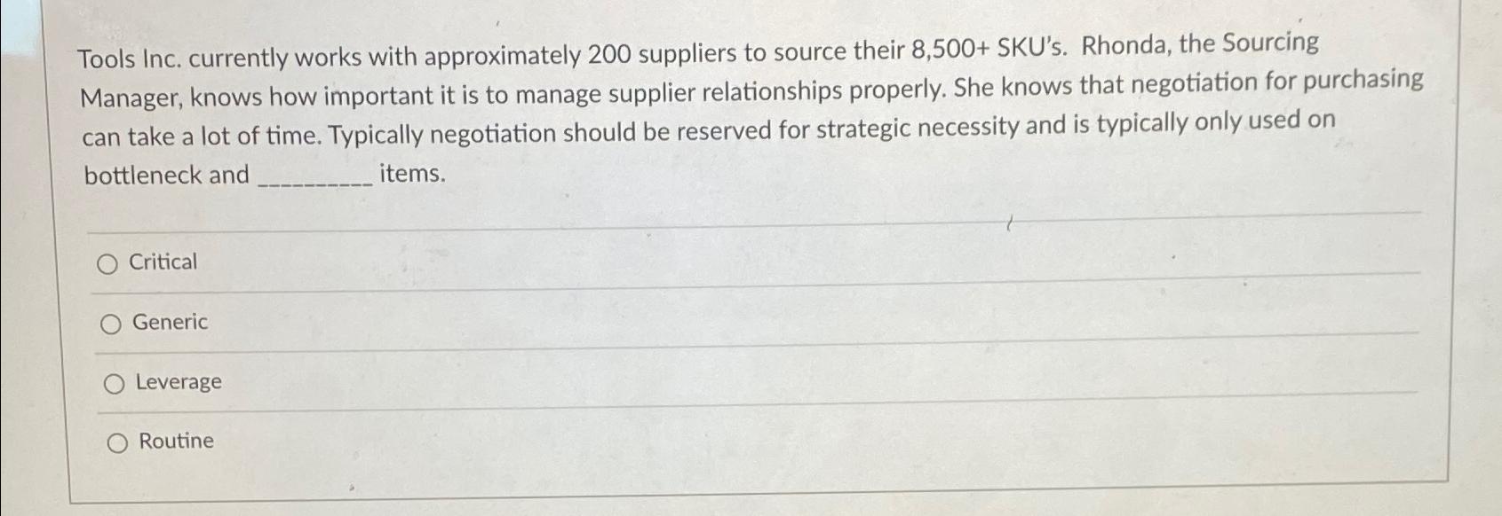 Solved Tools Inc. currently works with approximately 200 | Chegg.com