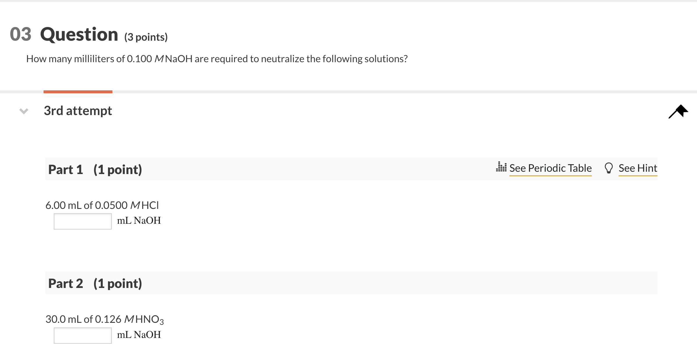 Solved 03 ﻿Question (3points)How many milliliters of | Chegg.com