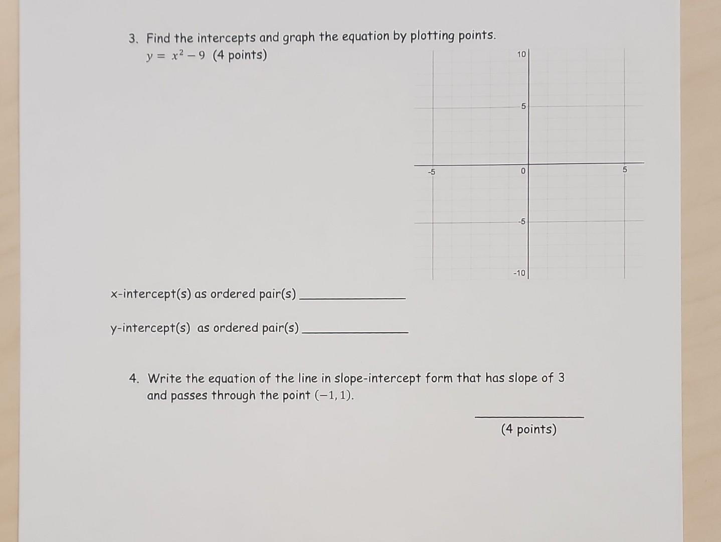 Solved 3. Find the intercepts and graph the equation by | Chegg.com