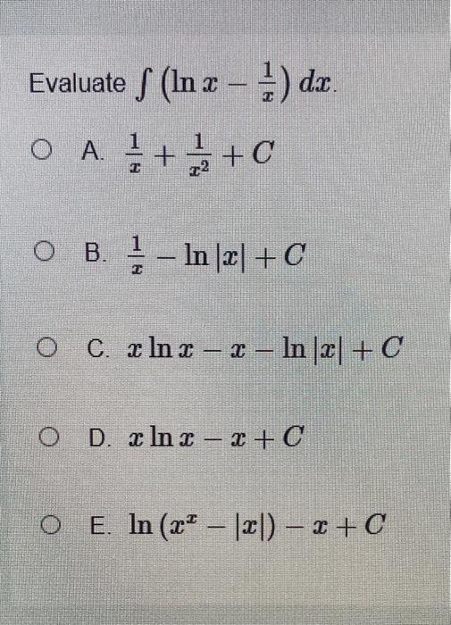 Solved uate ∫(2x+3x)dx A. ln22x+ln33x+C B. 2x+1+3x+1+C C. | Chegg.com