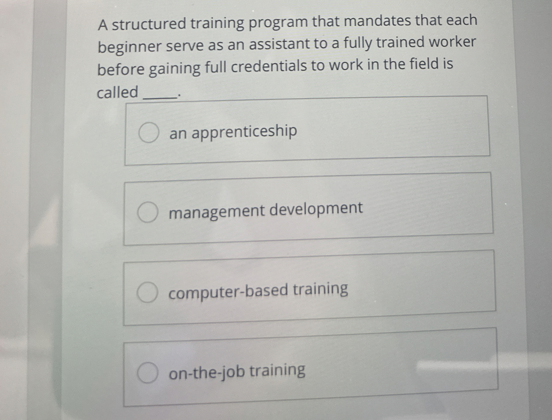 Solved A structured training program that mandates that each | Chegg.com
