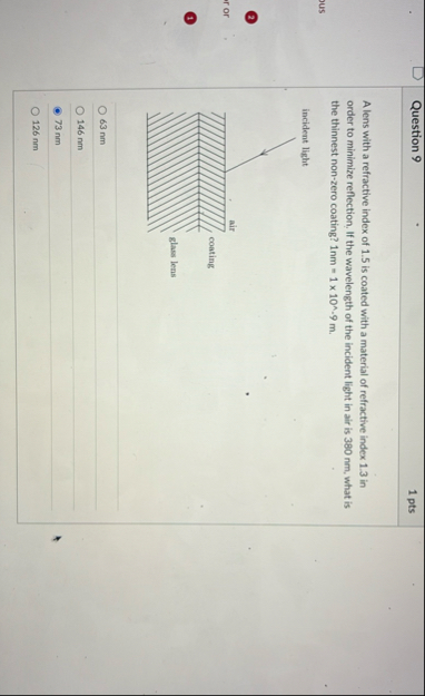 Solved Question 91 ﻿ptsA lens with a refractive index of 1.5 | Chegg.com