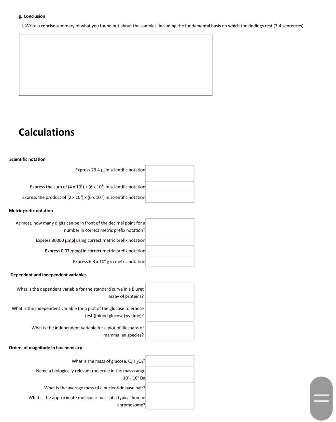 Solved g. Conclusion i. Write a concise summary of what you | Chegg.com