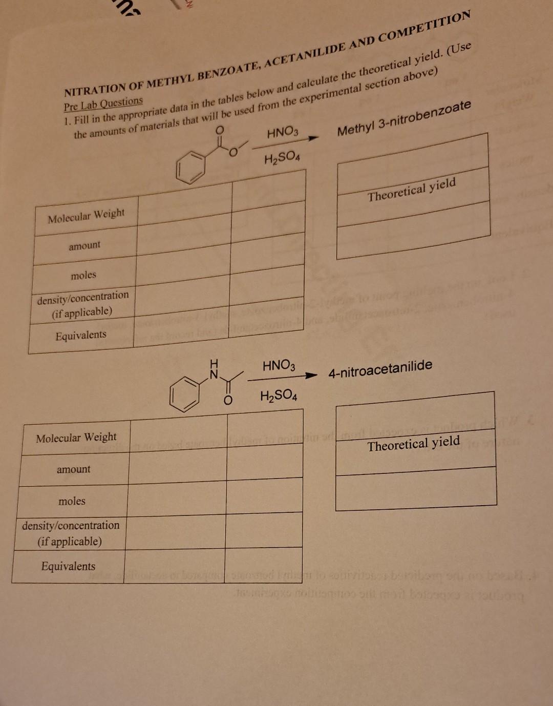 Solved NITRATION OF METHYL BENZOATE, ACETANILIDE AND | Chegg.com