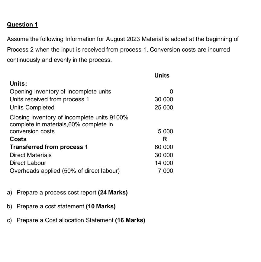 Solved Closing inventory of incomplete units 9 100% complete | Chegg.com