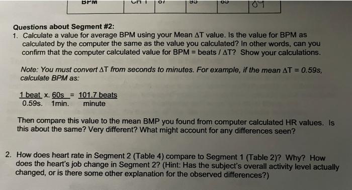 Solved BPM Questions about Segment #2: 1. Calculate a value | Chegg.com
