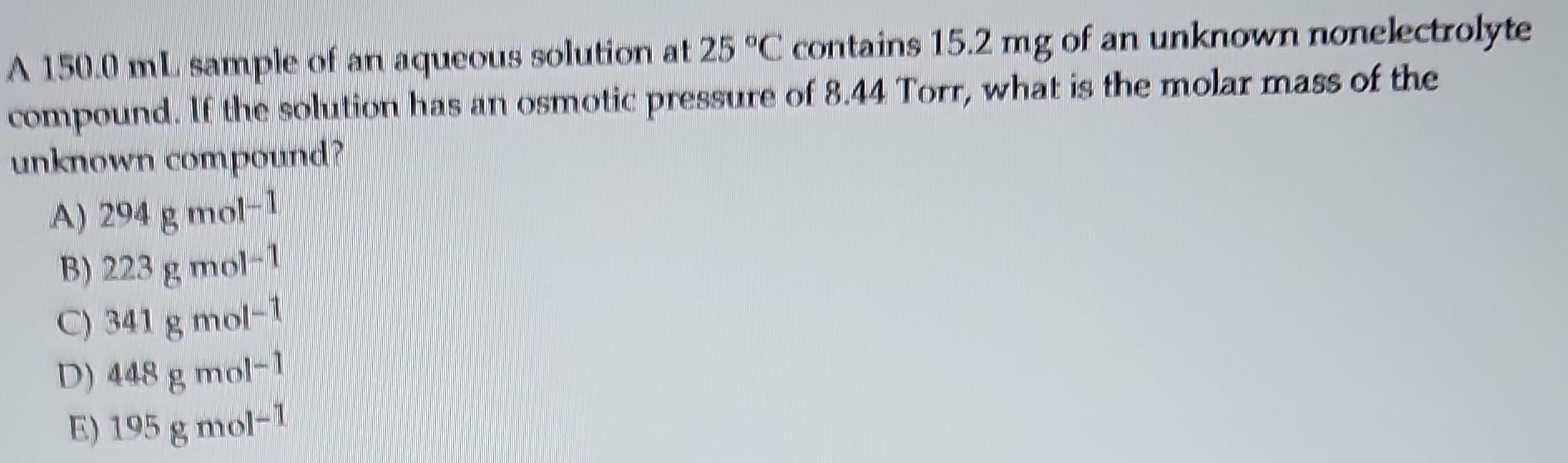 Solved A 150.0 mL sample of an aqueous solution at 25∘C | Chegg.com