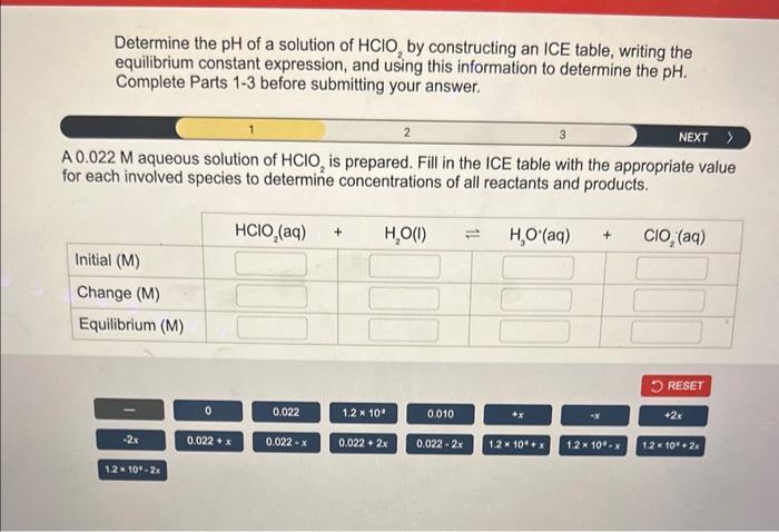 Solved Determine the pH of a solution of HClO2 by | Chegg.com