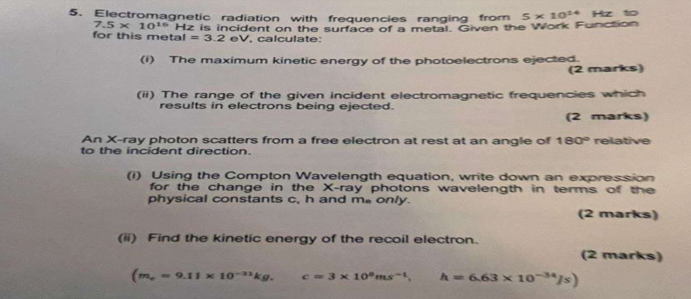 Solved Electromagnetic radiation with frequencies ranging | Chegg.com