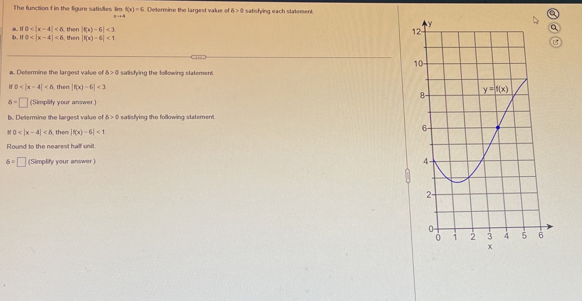 Solved The function f ﻿in the figure satisfies limx→4f(x)=6. | Chegg.com