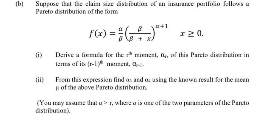 Solved Suppose that the claim size distribution of an | Chegg.com