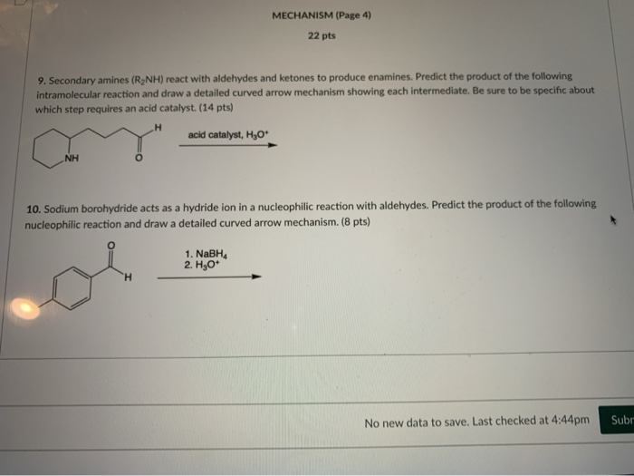 Solved MECHANISM (Page 4) 22 pts 9. Secondary amines (R2NH) | Chegg.com