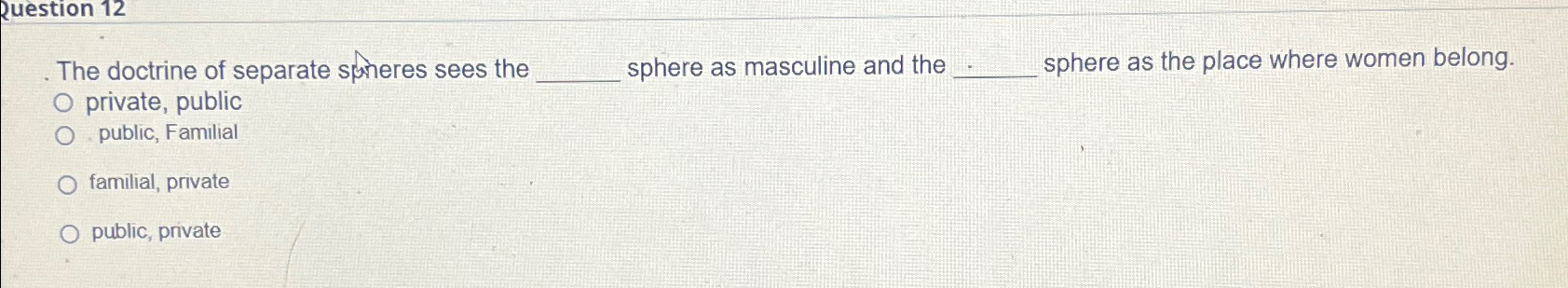Solved The doctrine of separate sprieres sees thesphere as | Chegg.com