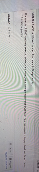 Solved WUEZ Suppose a virus is believed to infect five | Chegg.com