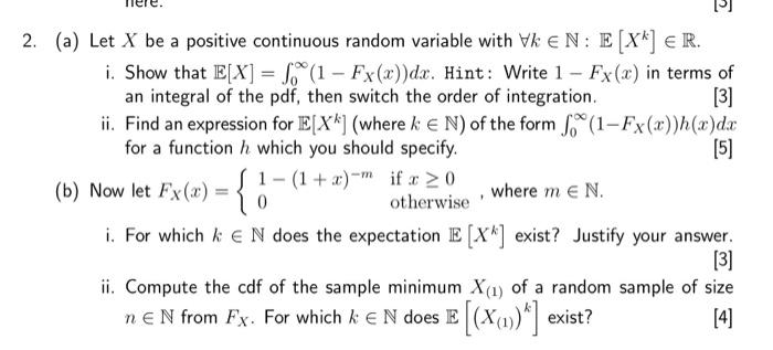 Solved 5. 2. (a) Let X be a positive continuous random | Chegg.com