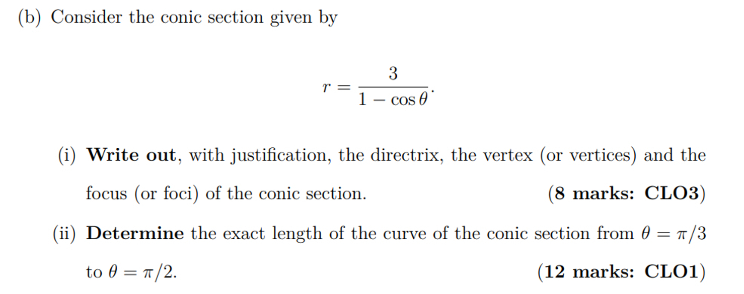 Solved (b) ﻿Consider the conic section given | Chegg.com