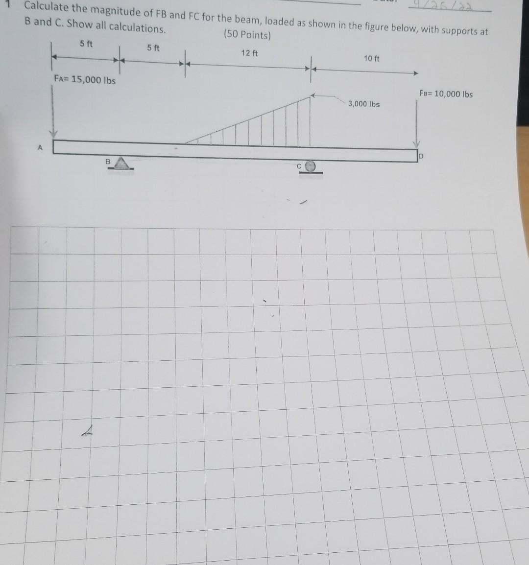 Solved Calculate the magnitude of FB and FC for the beam, | Chegg.com