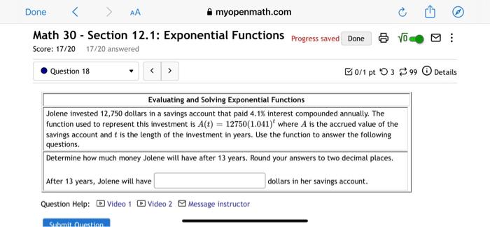 Solved Evaluating and Solving Exponential Functions Nayati, | Chegg.com