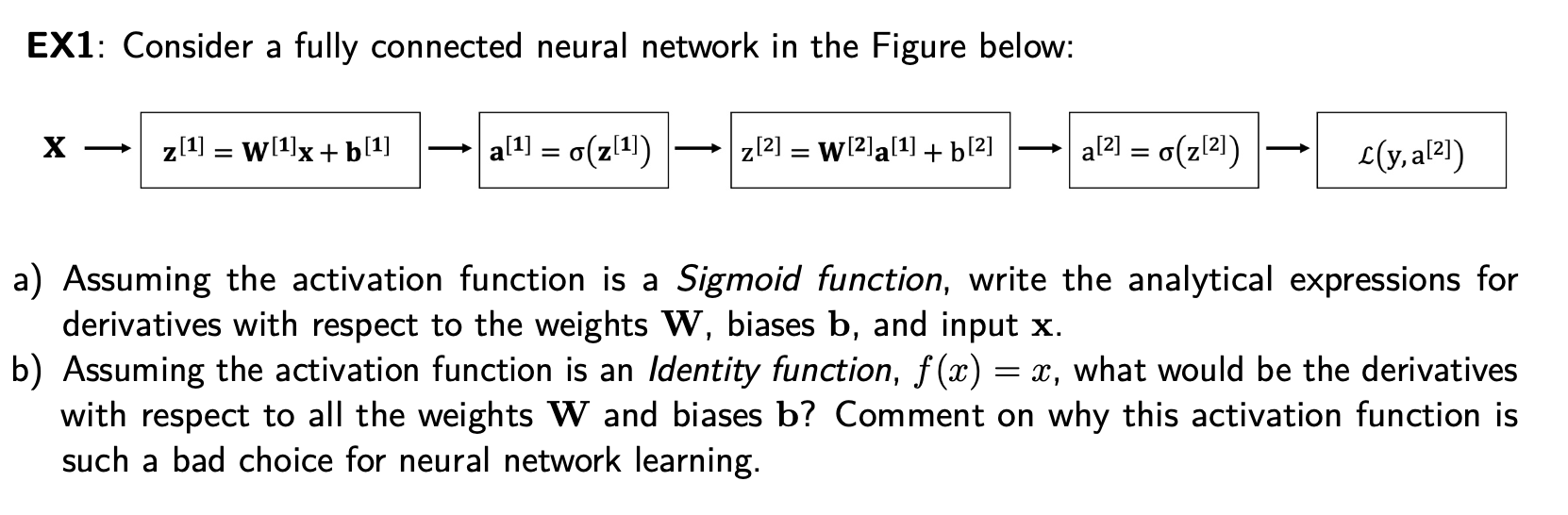 Solved EX1: Consider a fully connected neural network in the | Chegg.com