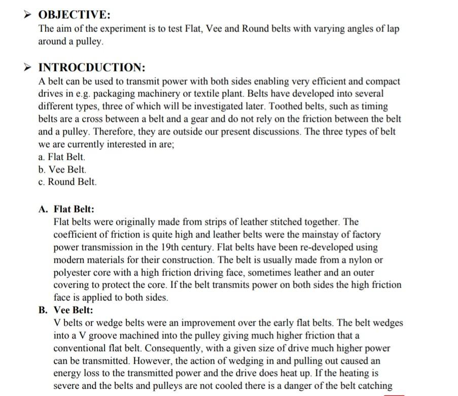 Solved LAB - 1 BELT FRICTION APPARATUSOBJECTIVE: The aim of | Chegg.com