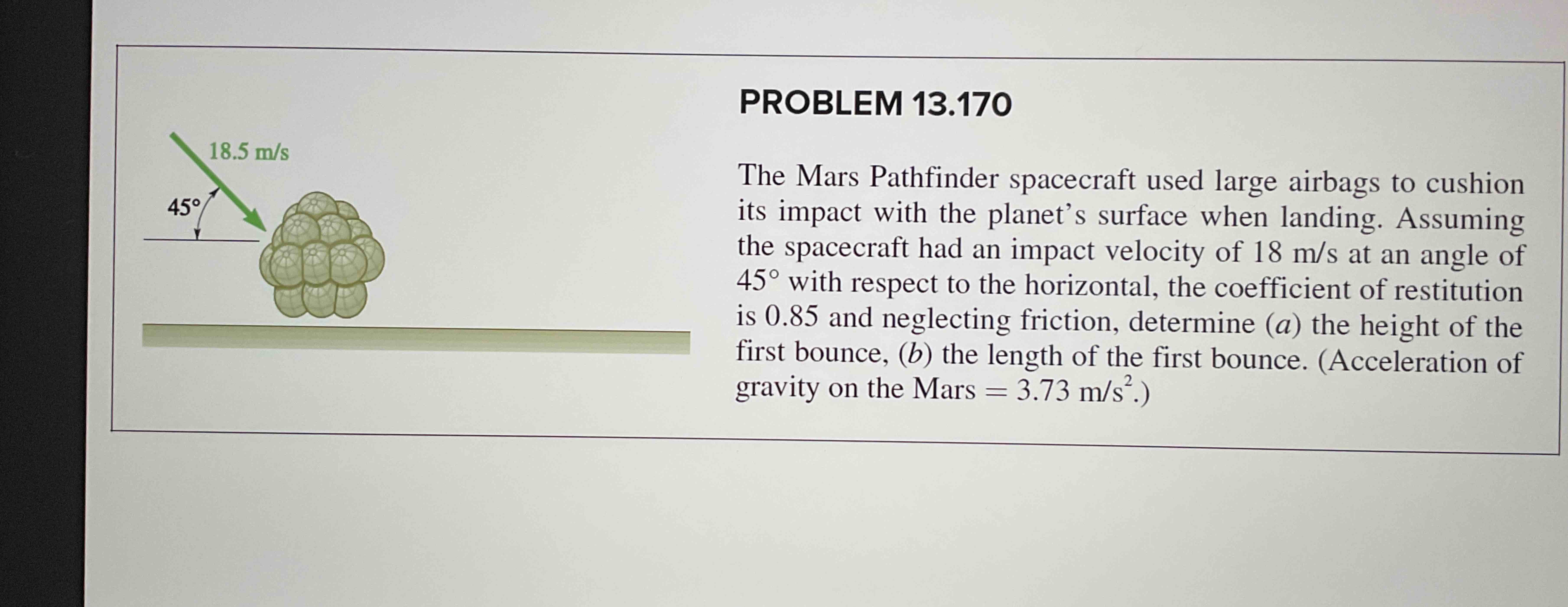 Solved PROBLEM 13.170The Mars Pathfinder spacecraft used | Chegg.com