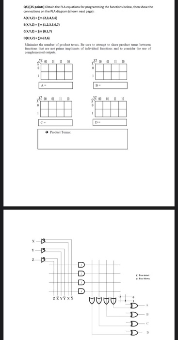 Solved QS)[25 points Obtain the PLA equations for | Chegg.com